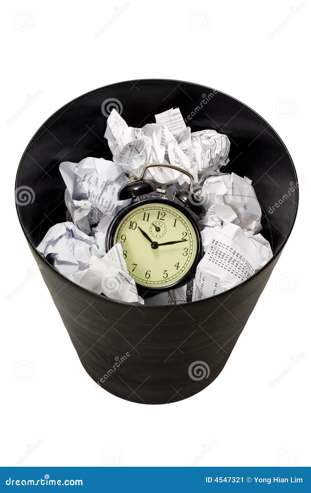 Clock in Waste Paper Basket Stock Image - Image of time, hour: 4547321