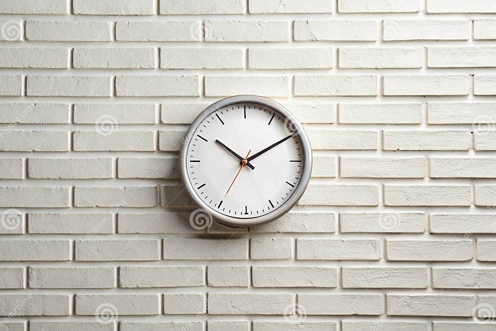 Clock or Watch on Brick Wall Stock Illustration - Illustration of face ...