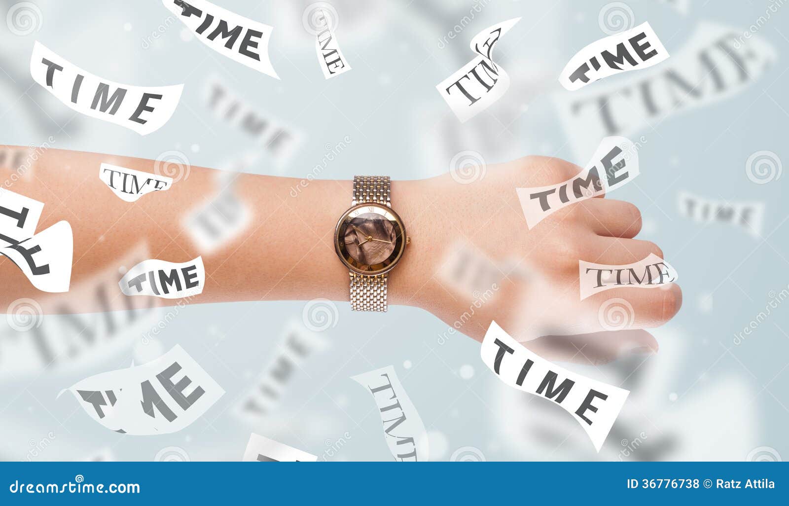 Clock and Watch Concept with Time Flying Away Stock Photo - Image of ...