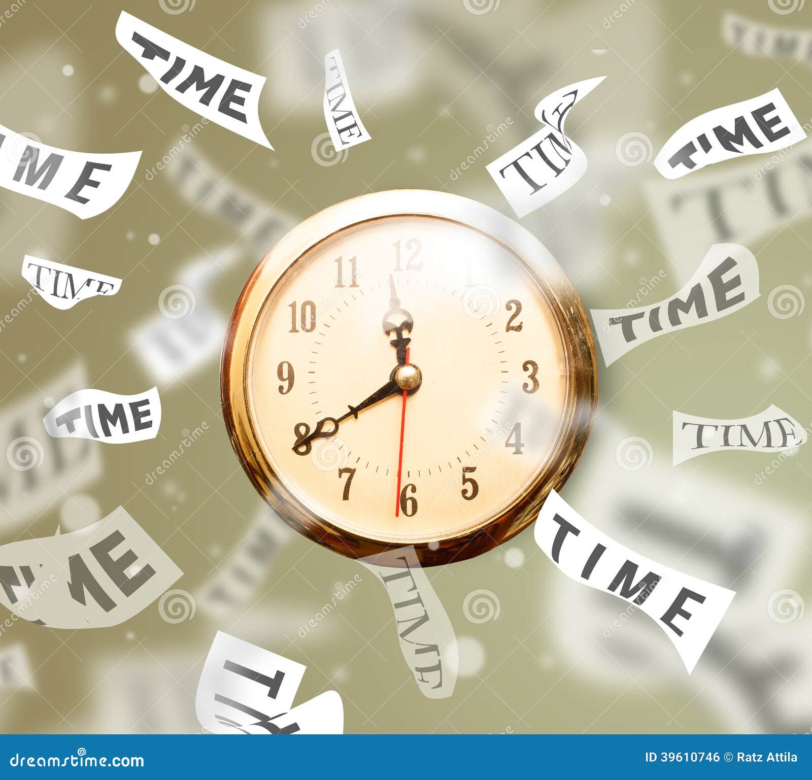 Clock and Watch Concept with Time Flying Away Stock Photo - Image of ...