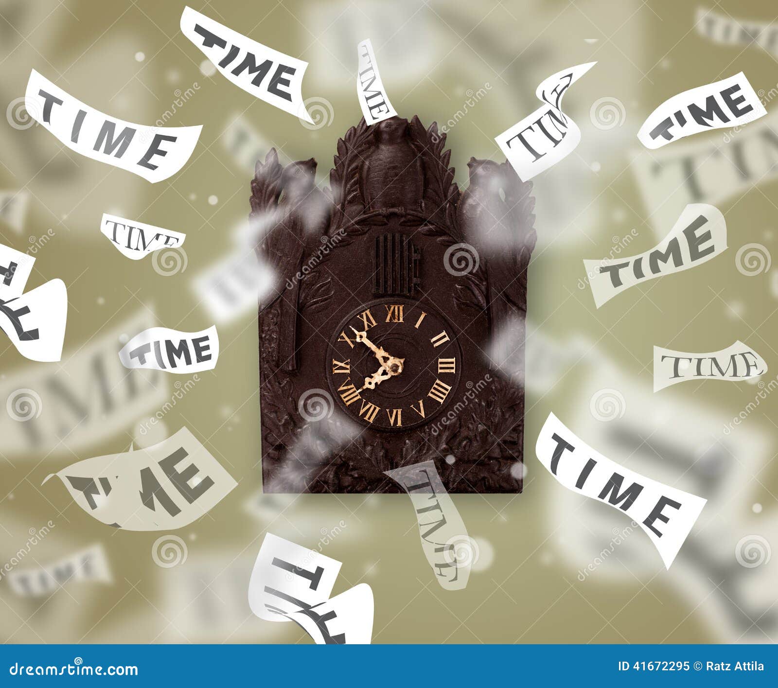 Clock and Watch Concept with Time Flying Away Stock Image - Image of ...
