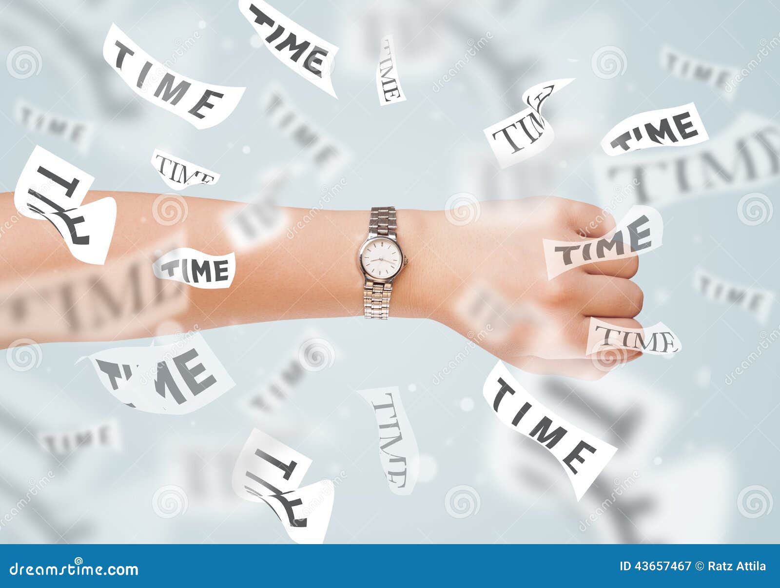 Clock and Watch Concept with Time Flying Away Stock Image - Image of ...