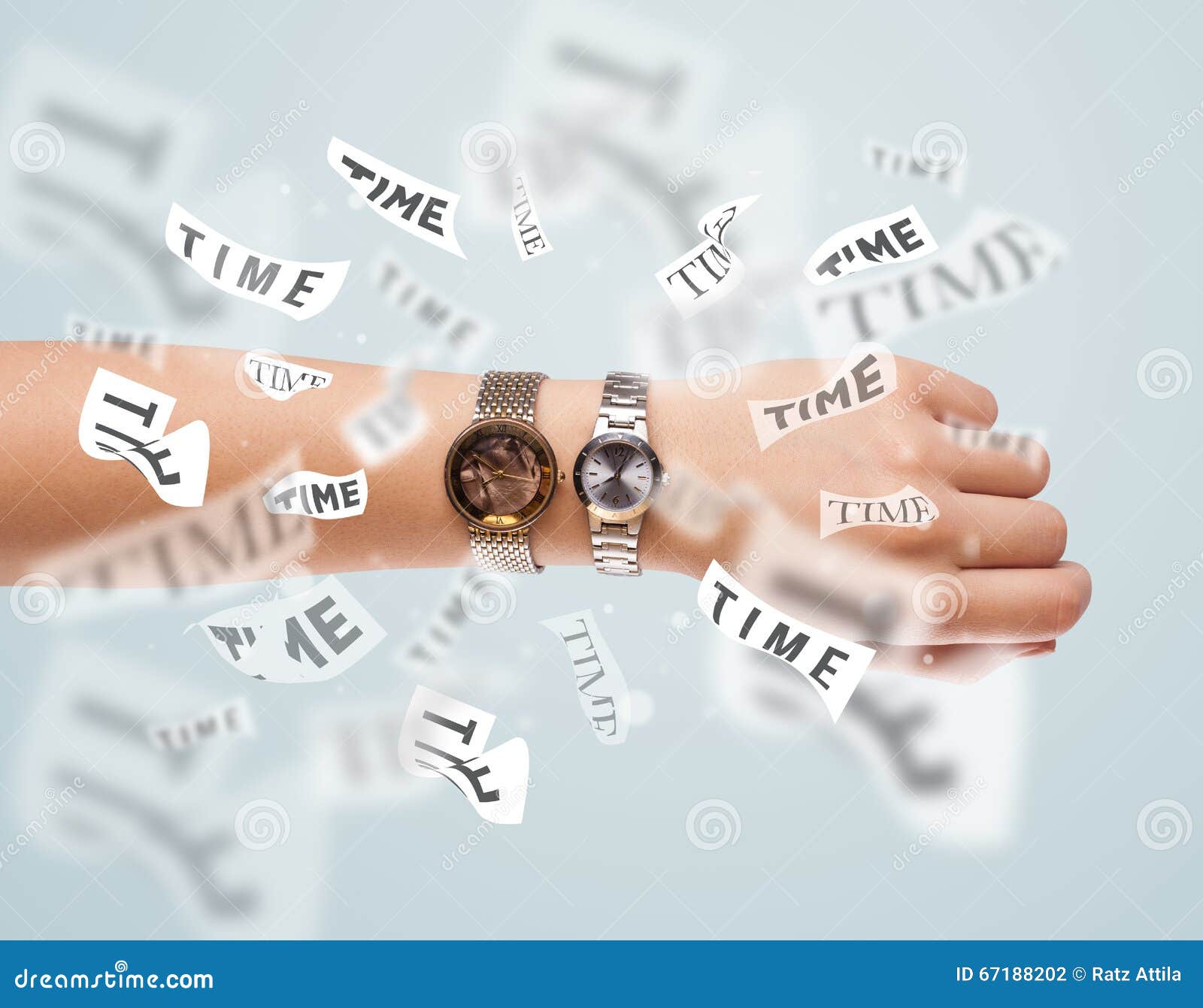Clock and Watch Concept with Time Flying Away Stock Photo - Image of ...