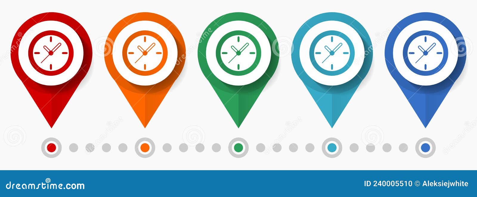 Clock, Watch, Time Concept Vector Icon Set, Flat Design Pointers ...