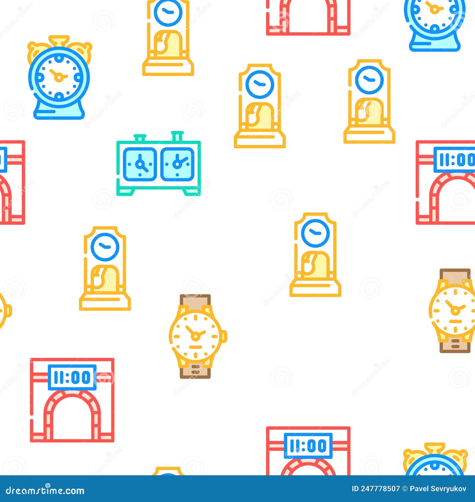 Clock and Watch Time Equipment Icons Set Vector Stock Vector ...