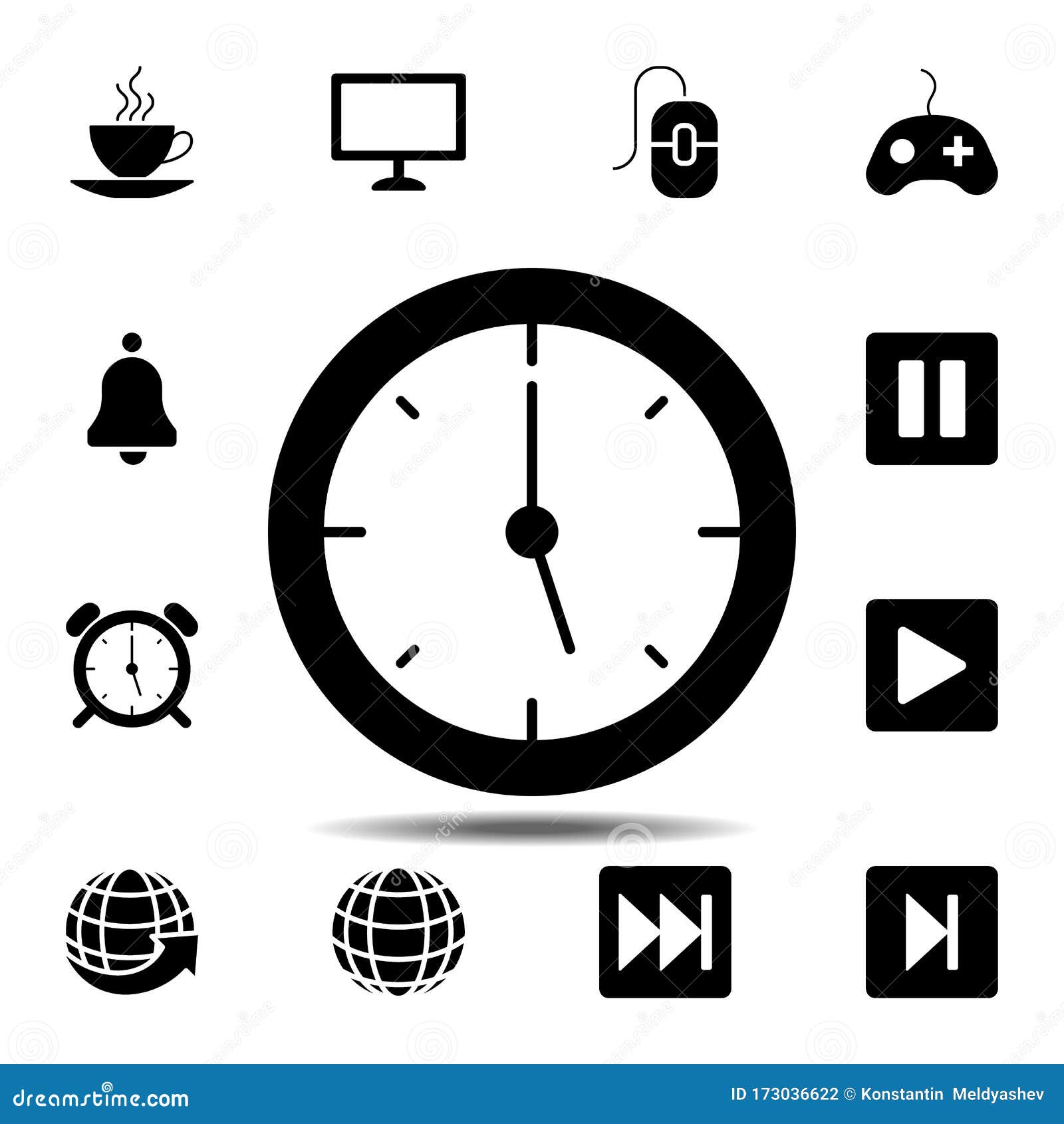 Clock Watch Timepiece Timer Timekeeper Icon Simple Glyph Vector