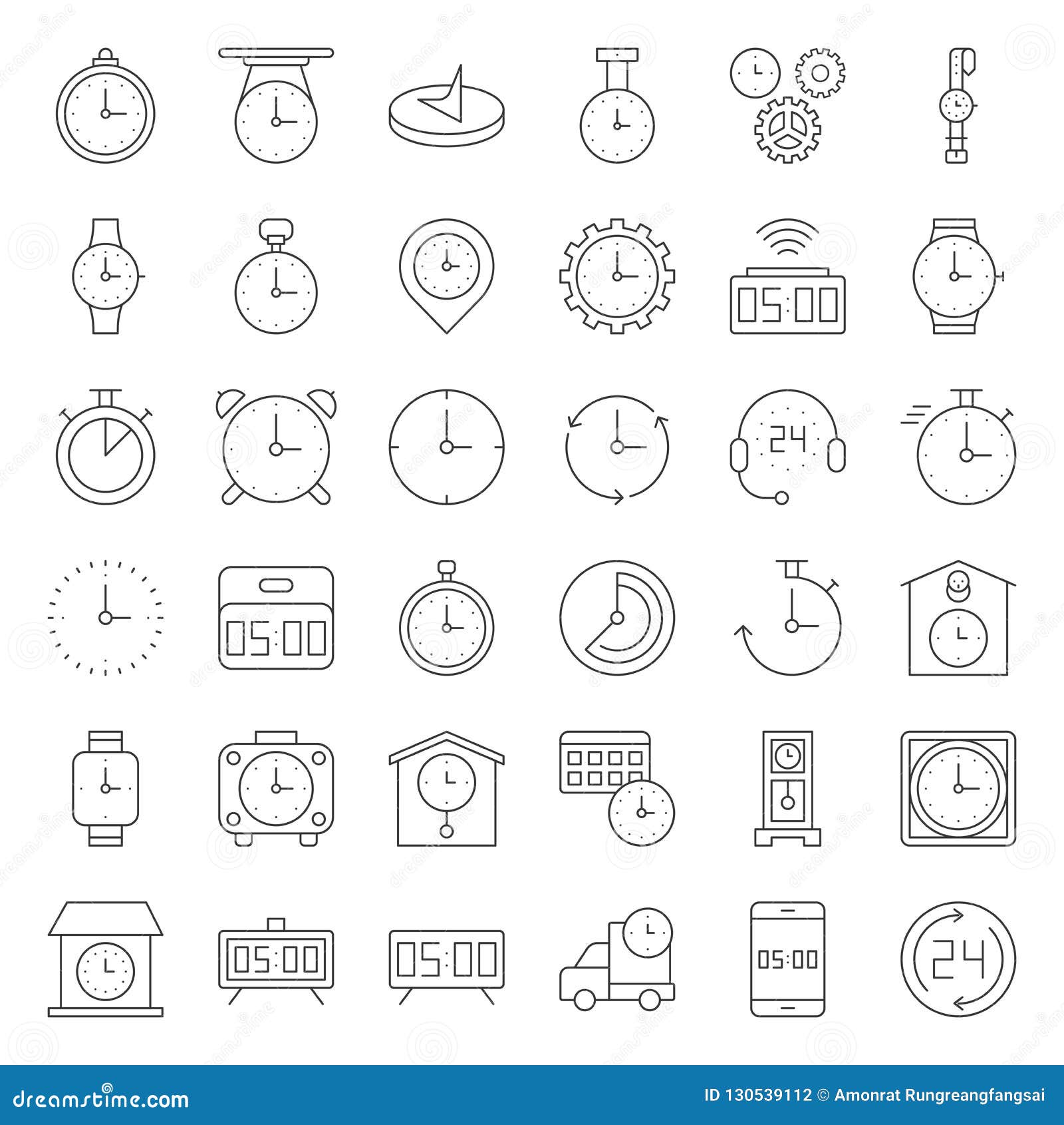 Clock, Watches And Time Related Icon Set, Such As Working Hours ...