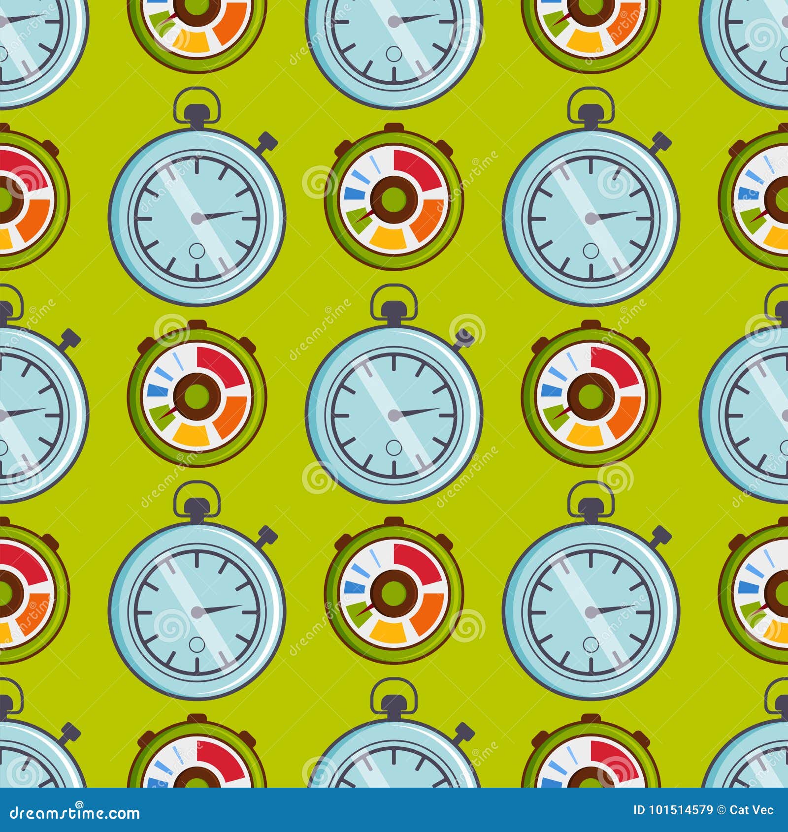 Clock Watches Vector Timer Seamless Pattern Measurement Tools Number ...