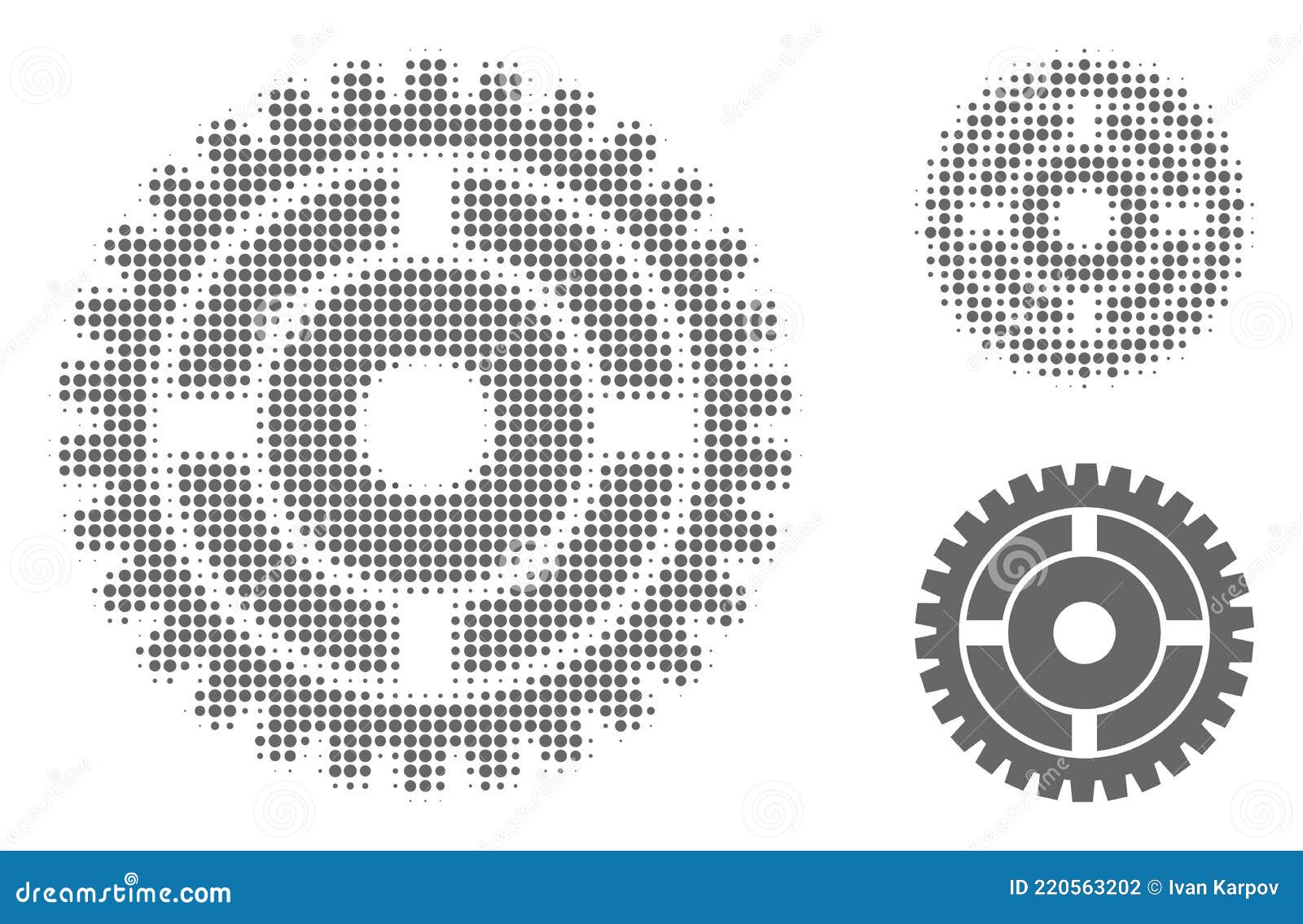 Clock Wheel Halftone Dotted Icon Stock Illustration - Illustration of ...