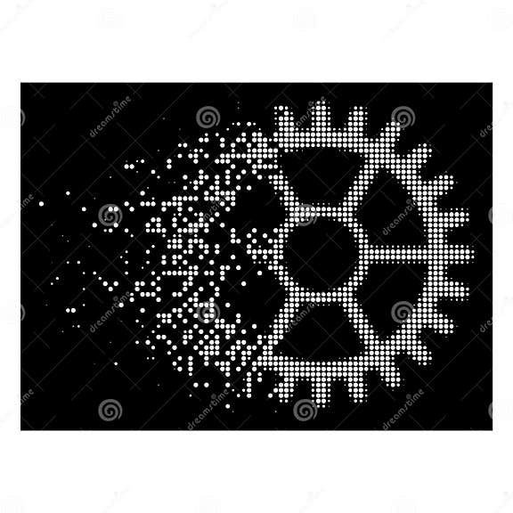 White Disintegrating Pixel Halftone Clock Wheel Icon Stock Vector ...
