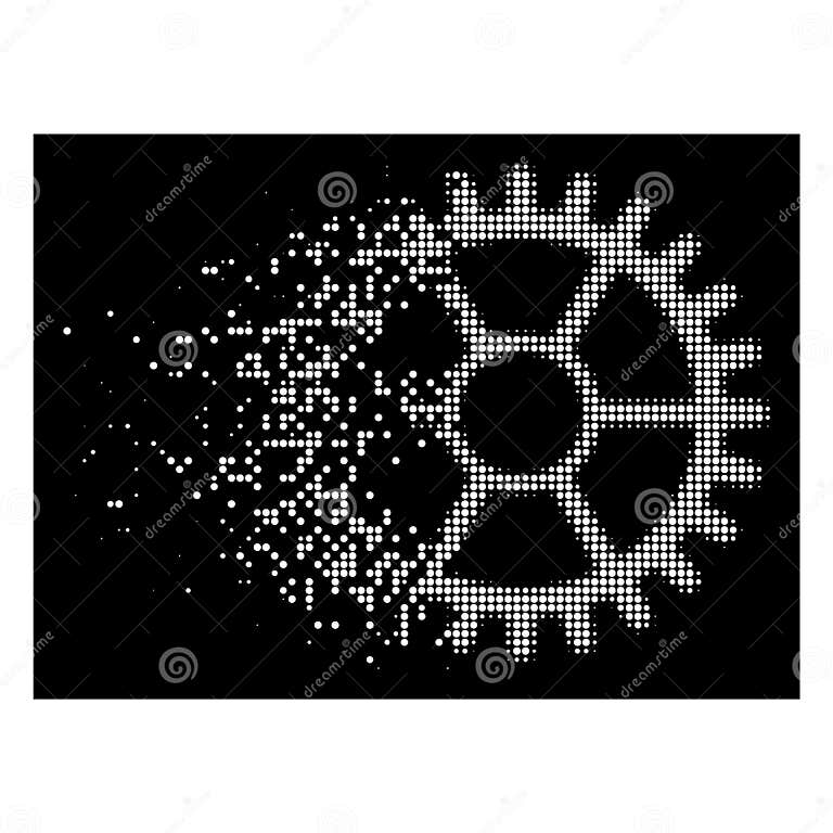 White Disintegrating Pixel Halftone Clock Wheel Icon Stock Vector ...