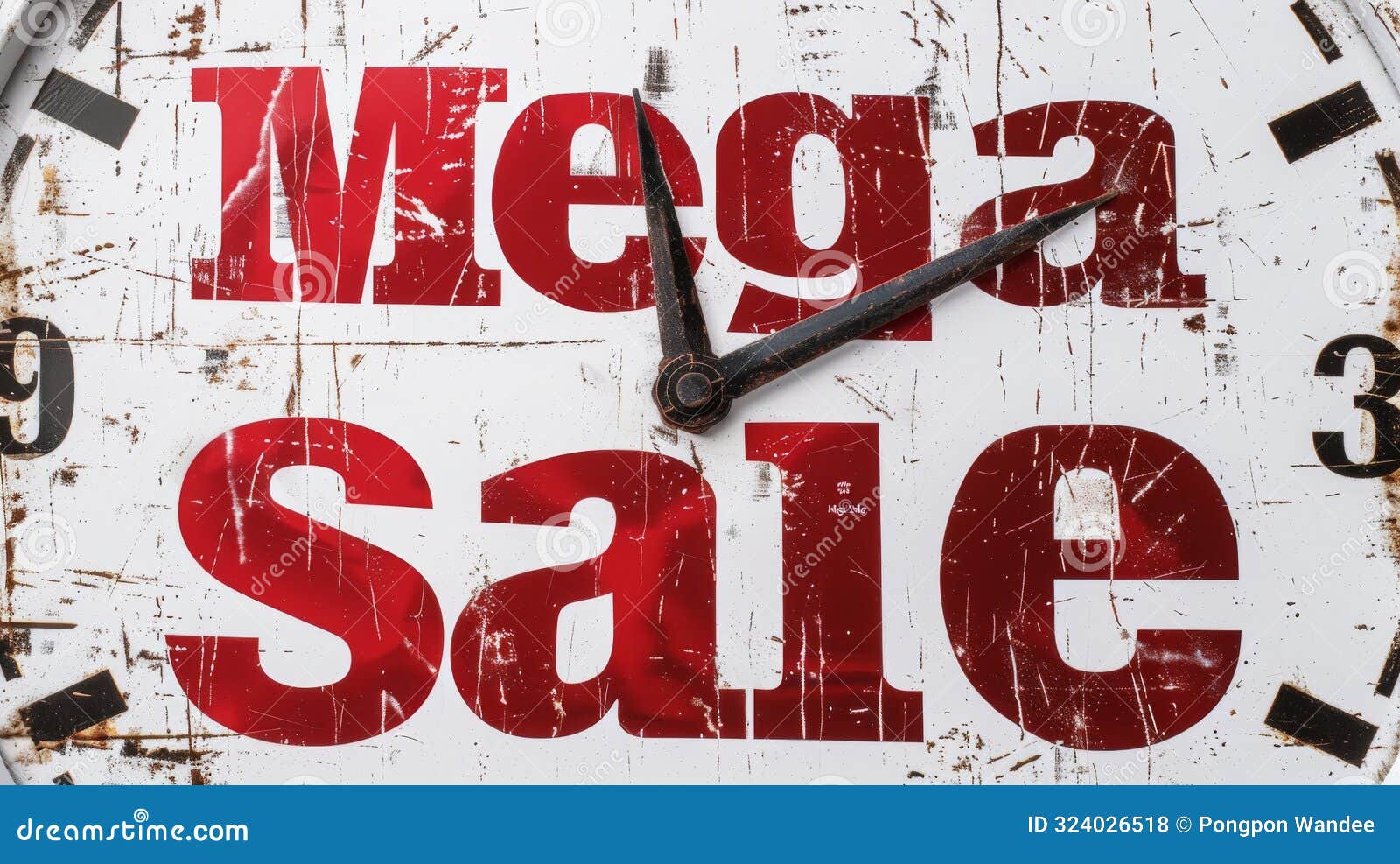 Clock White Background with Mega Sale in Bold Red Text Countdown Timer ...
