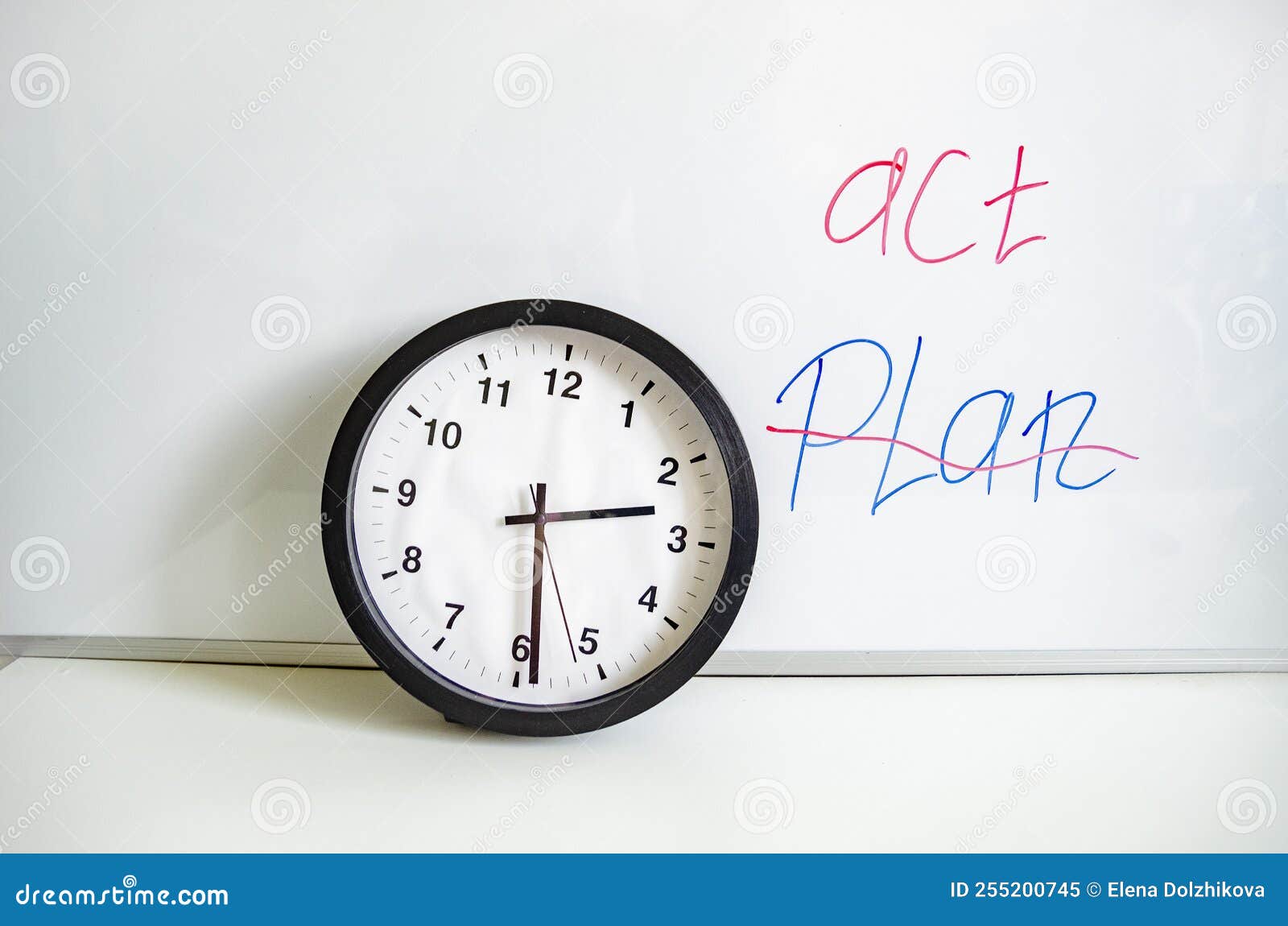 Clock on a White Background Plan or Act with an Introduction Stock ...