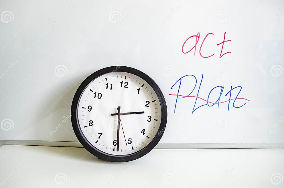 Clock on a White Background Plan or Act with an Introduction Stock ...