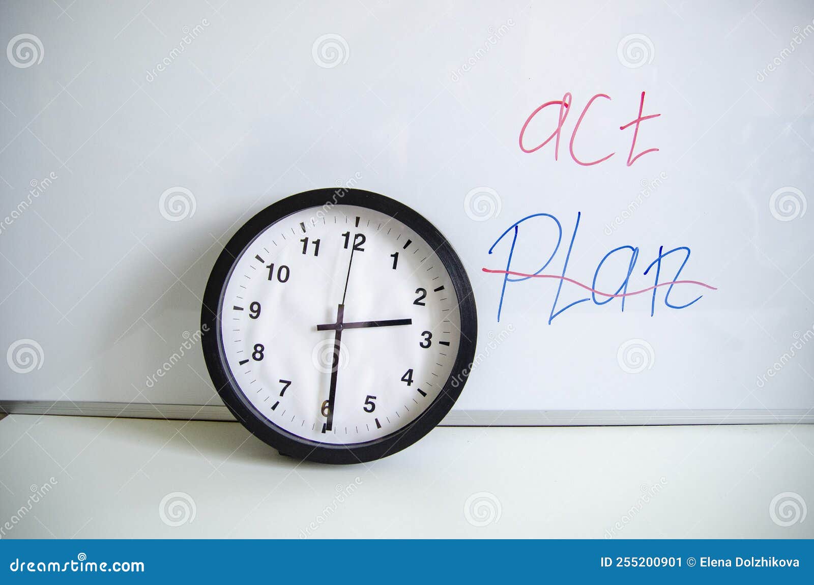 Clock on a White Background Plan or Act with an Introduction Stock ...
