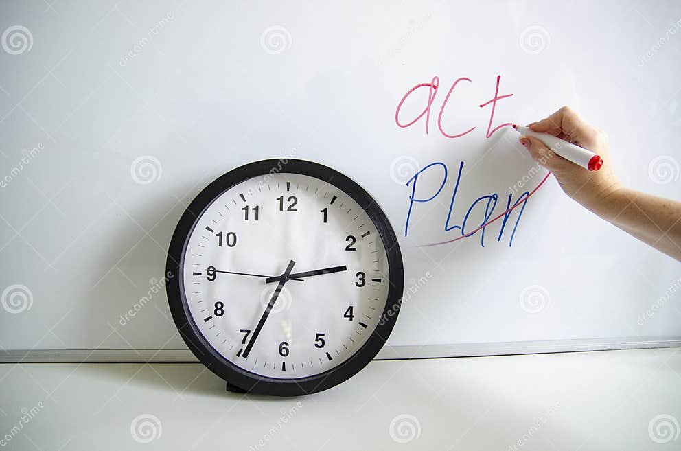 Clock on a White Background Plan or Act with an Introduction Stock ...
