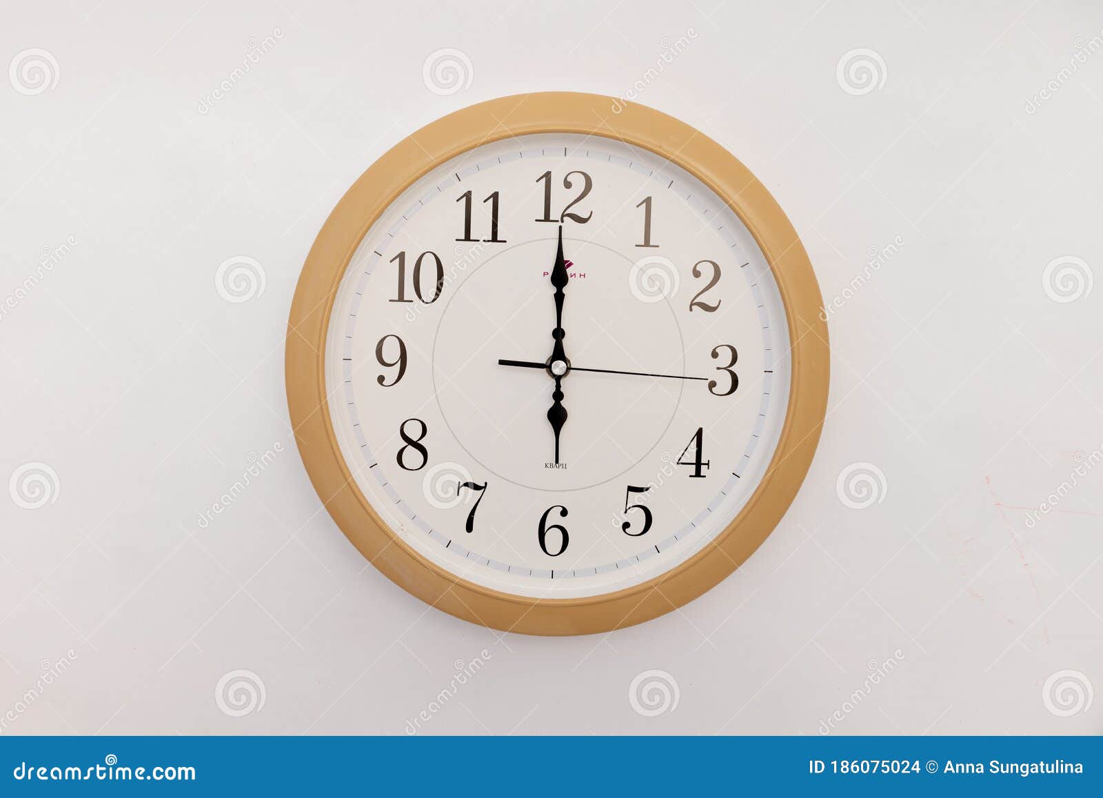 Clock 11.55 on a White Background, Space for Text Stock Photo - Image ...