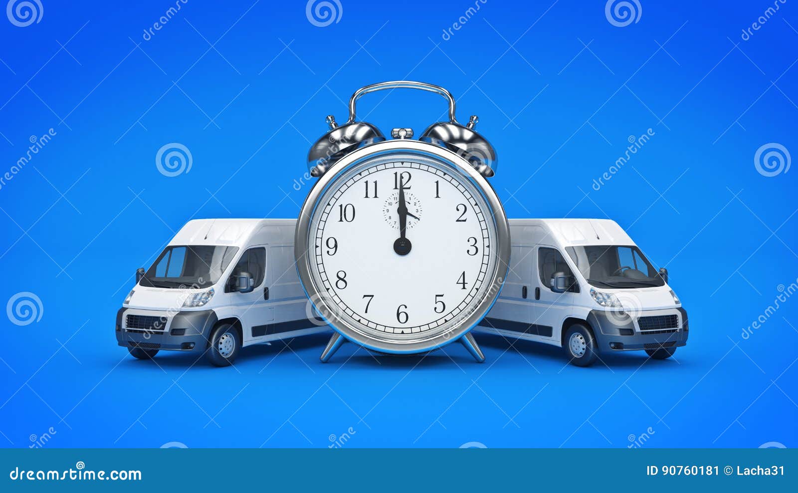 Clock and White Truck-Fast Shipping. Stock Illustration - Illustration ...