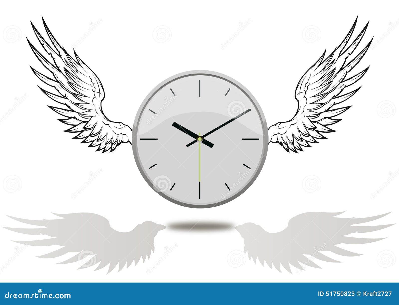 Clock with wings stock illustration. Illustration of angel - 51750823