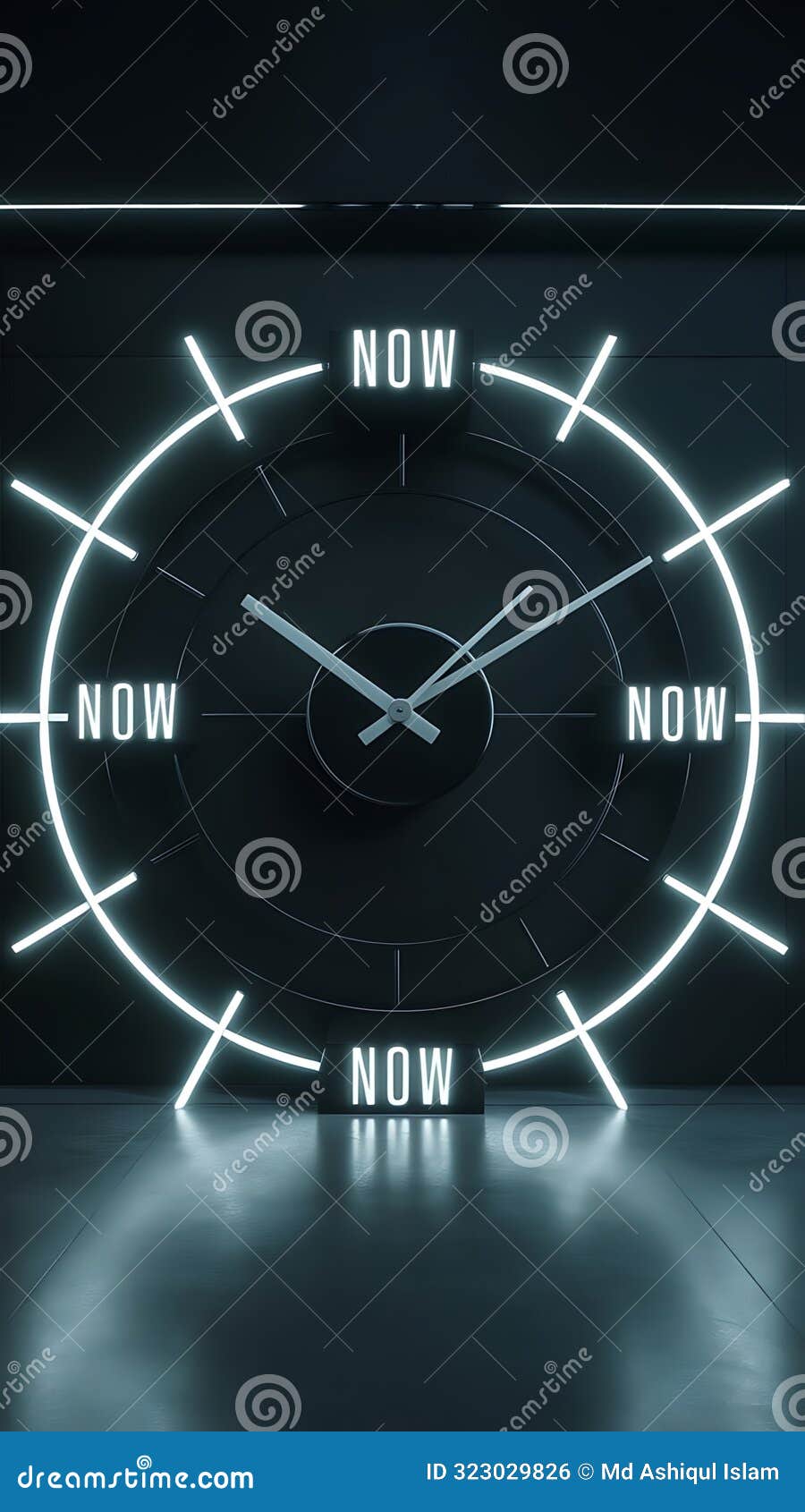 A Clock with the Word Now on it Stock Illustration - Illustration of ...