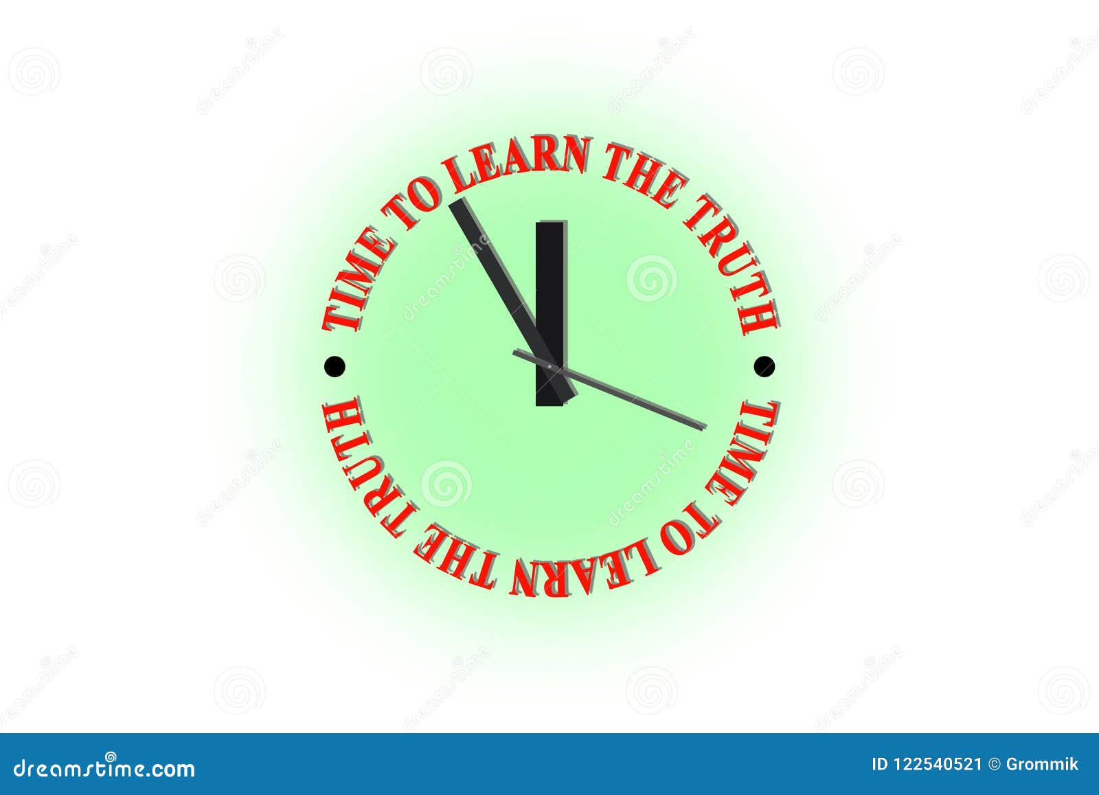 Clock with the Words TIME To LEARN the TRUTH. the Clock is 23:55. Stock ...