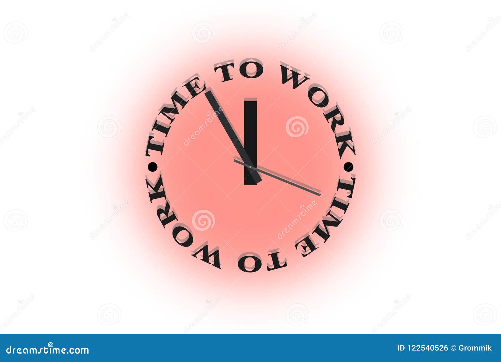 Clock with the Words TIME TO WORK. the Clock is 23: 55. Stock ...