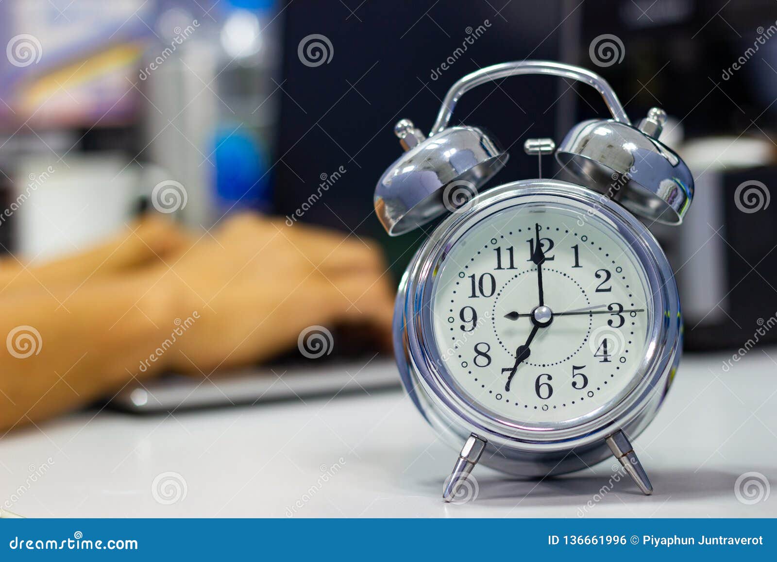Clock on Work Desk in the Office Stock Photo - Image of alarm, hour ...