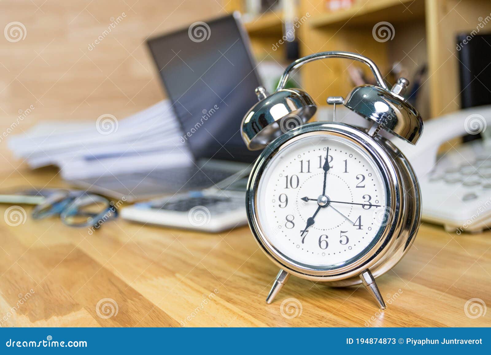 Clock on Work Desk in the Work Office Time of Working Concepts Office ...