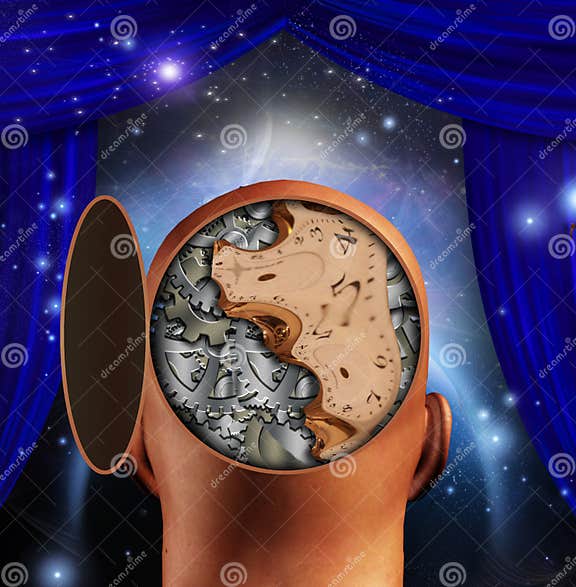 Clock works mind stock illustration. Illustration of human - 76272478