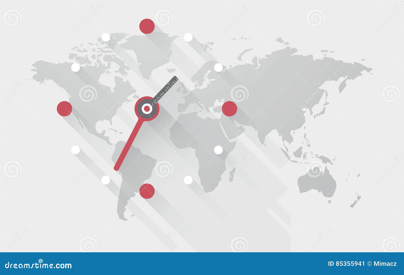 Clock on the world map stock illustration. Illustration of minute ...