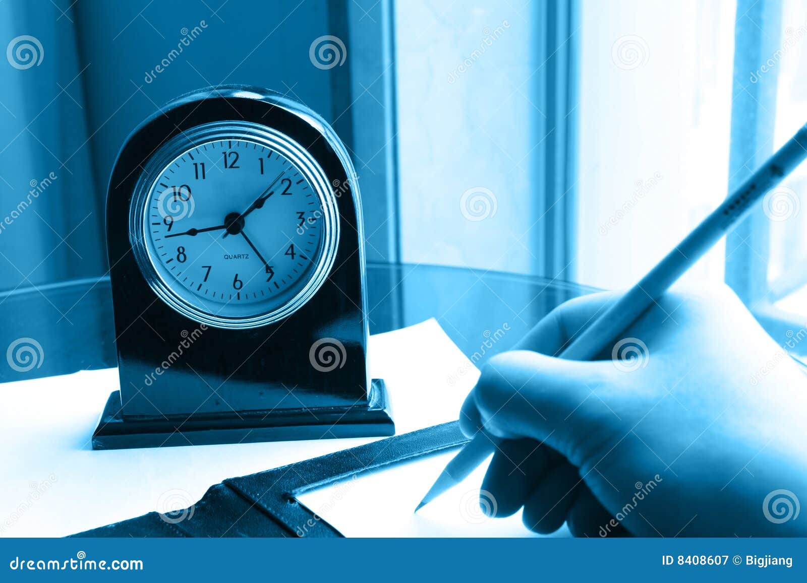 Clock and Writing Hand on Note Stock Image - Image of financial ...