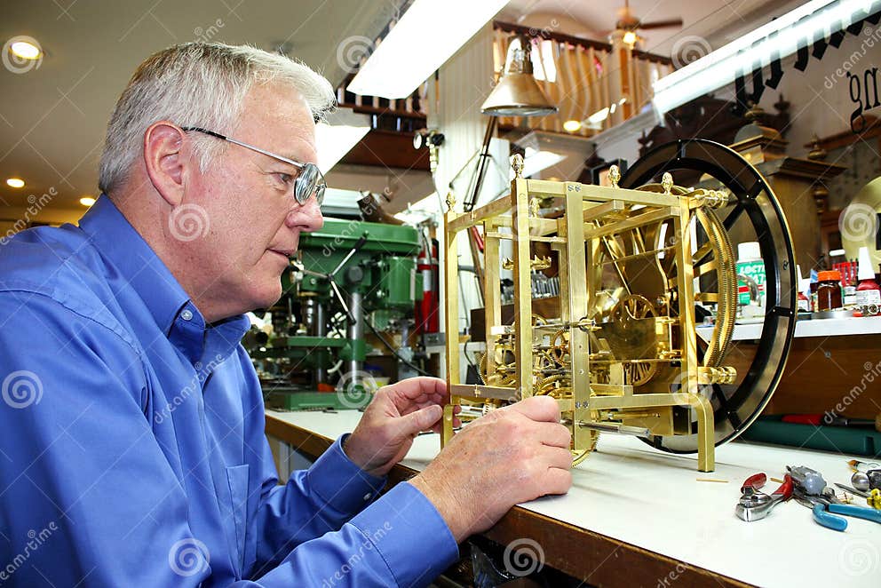 Clockmaker Working on a Clock Stock Image - Image of person, gentleman ...