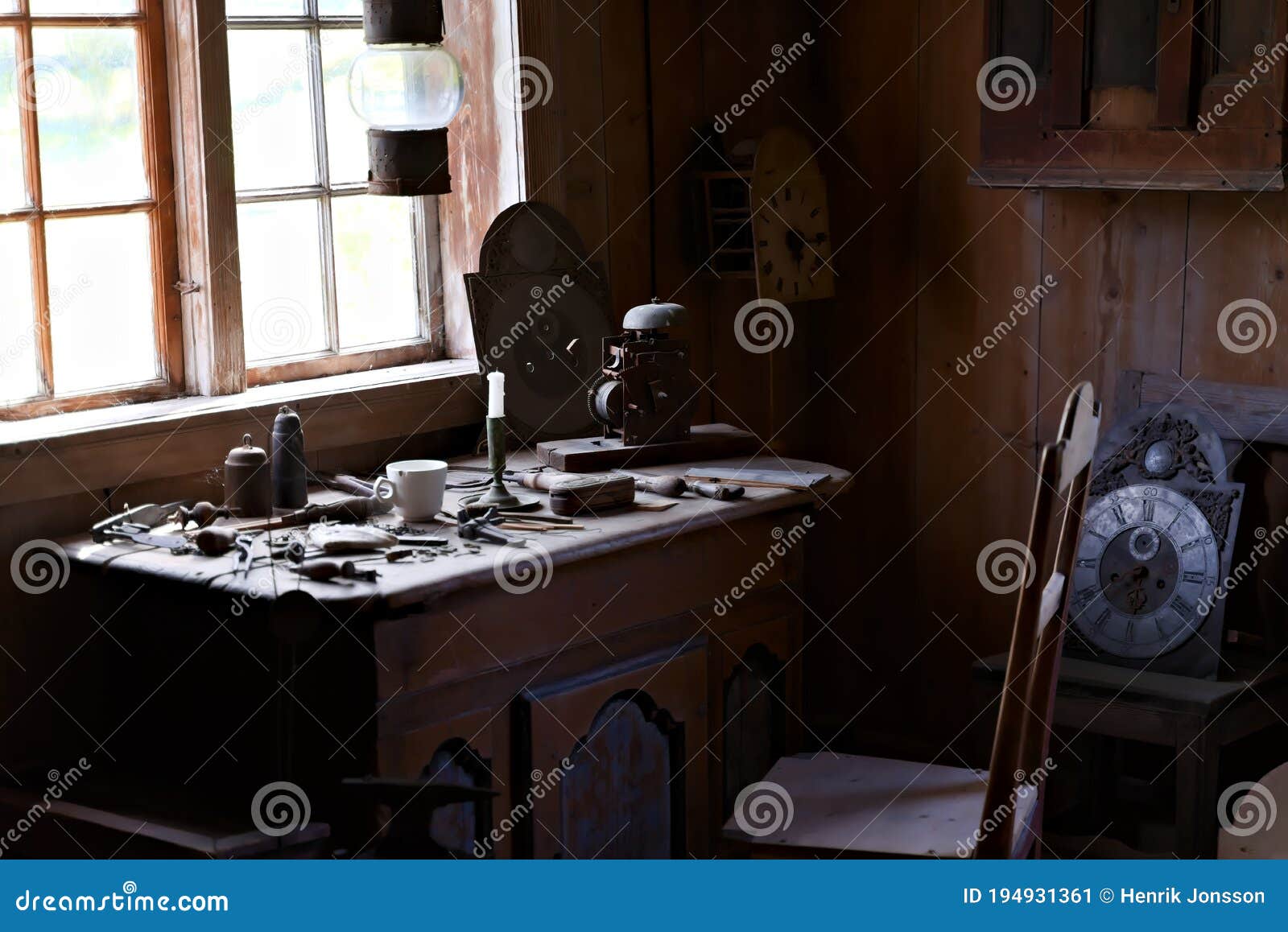 Watch Makers Workshop and Parts of Clocks and Timepieces. Stock Image ...