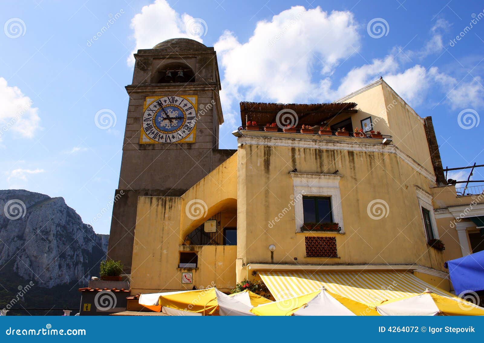Clocks on Capri tower stock photo. Image of holidays, famous - 4264072