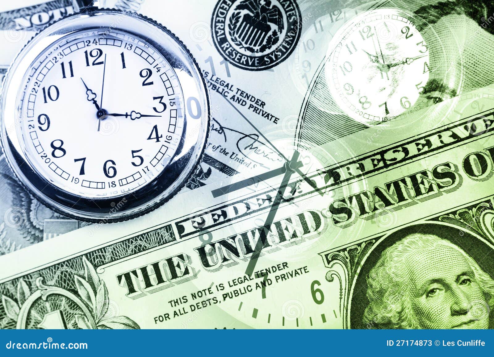 Banknotes And Clocks Stock Photography | CartoonDealer.com #2532680