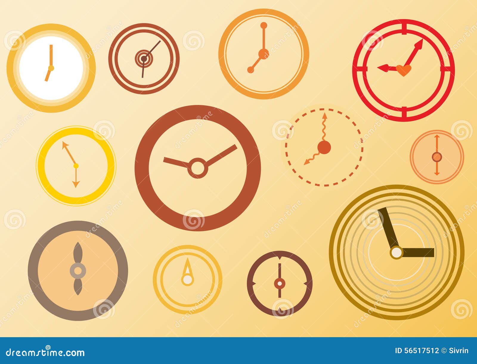 Clocks colorful time. stock illustration. Illustration of minutes ...