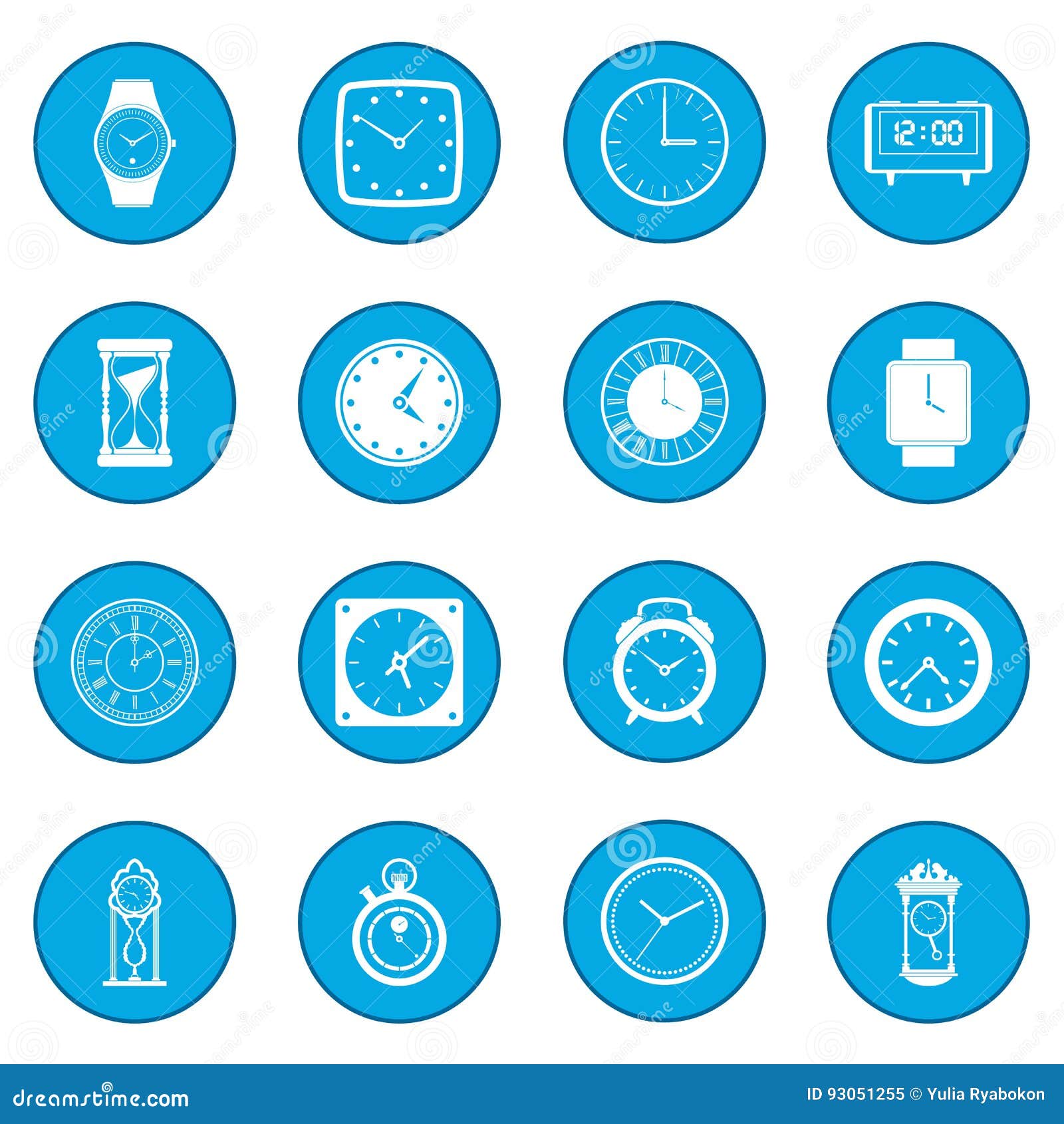 Clocks icon blue stock vector. Illustration of equipment - 93051255