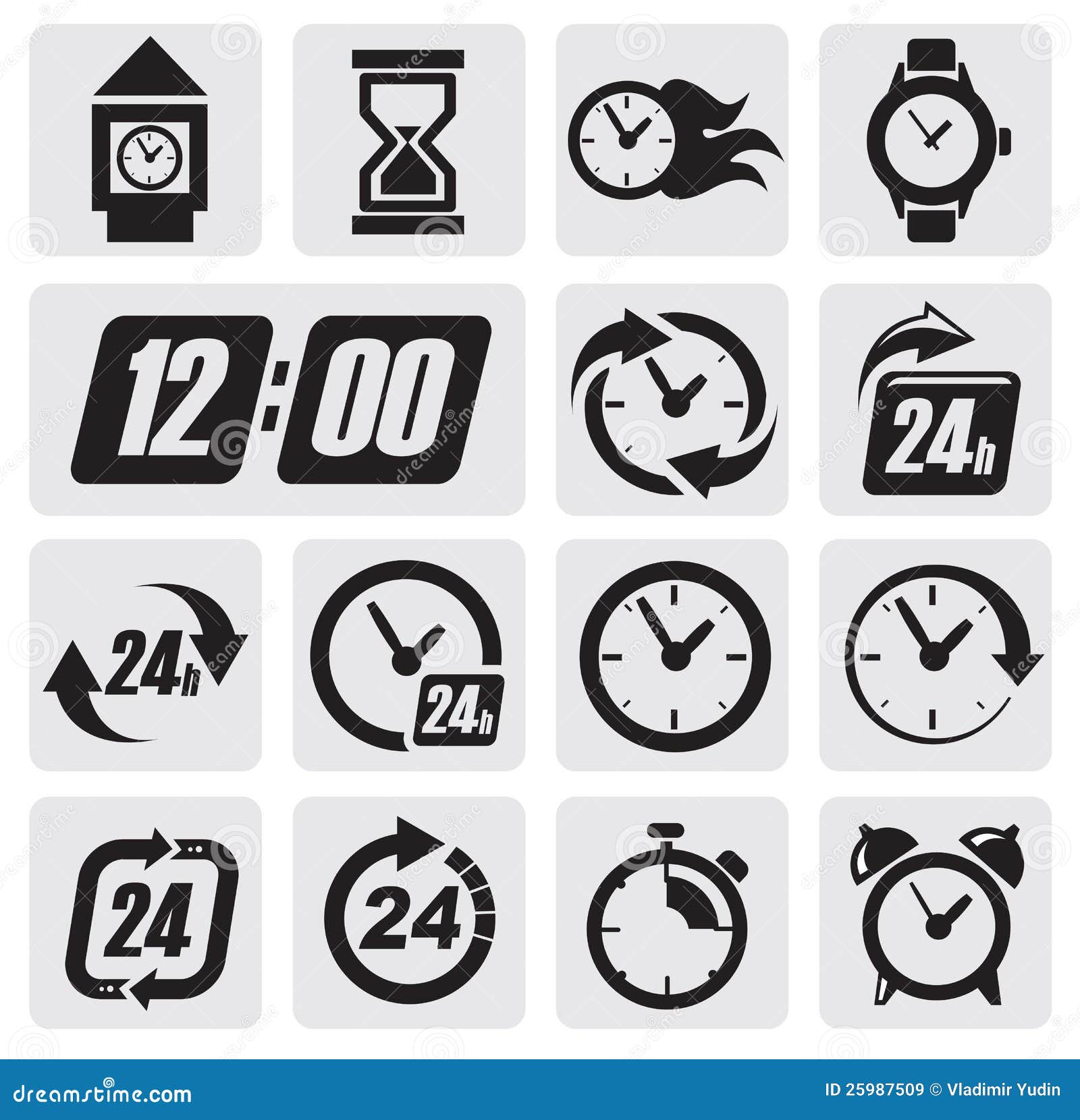Clocks icons stock vector. Illustration of gear, element - 25987509