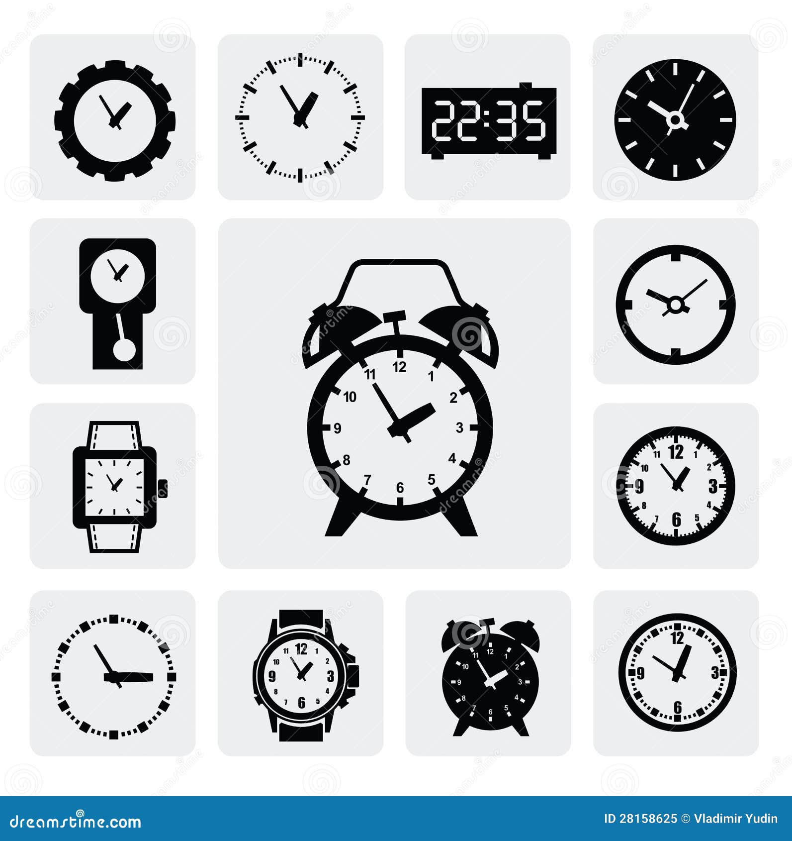 Clocks icons stock vector. Illustration of interface - 28158625
