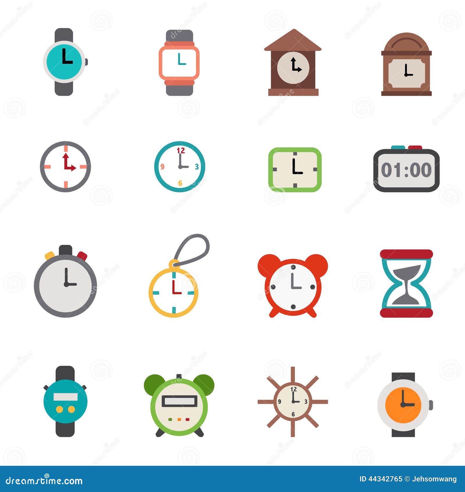 Clocks icons vector stock vector. Illustration of digital - 44342765