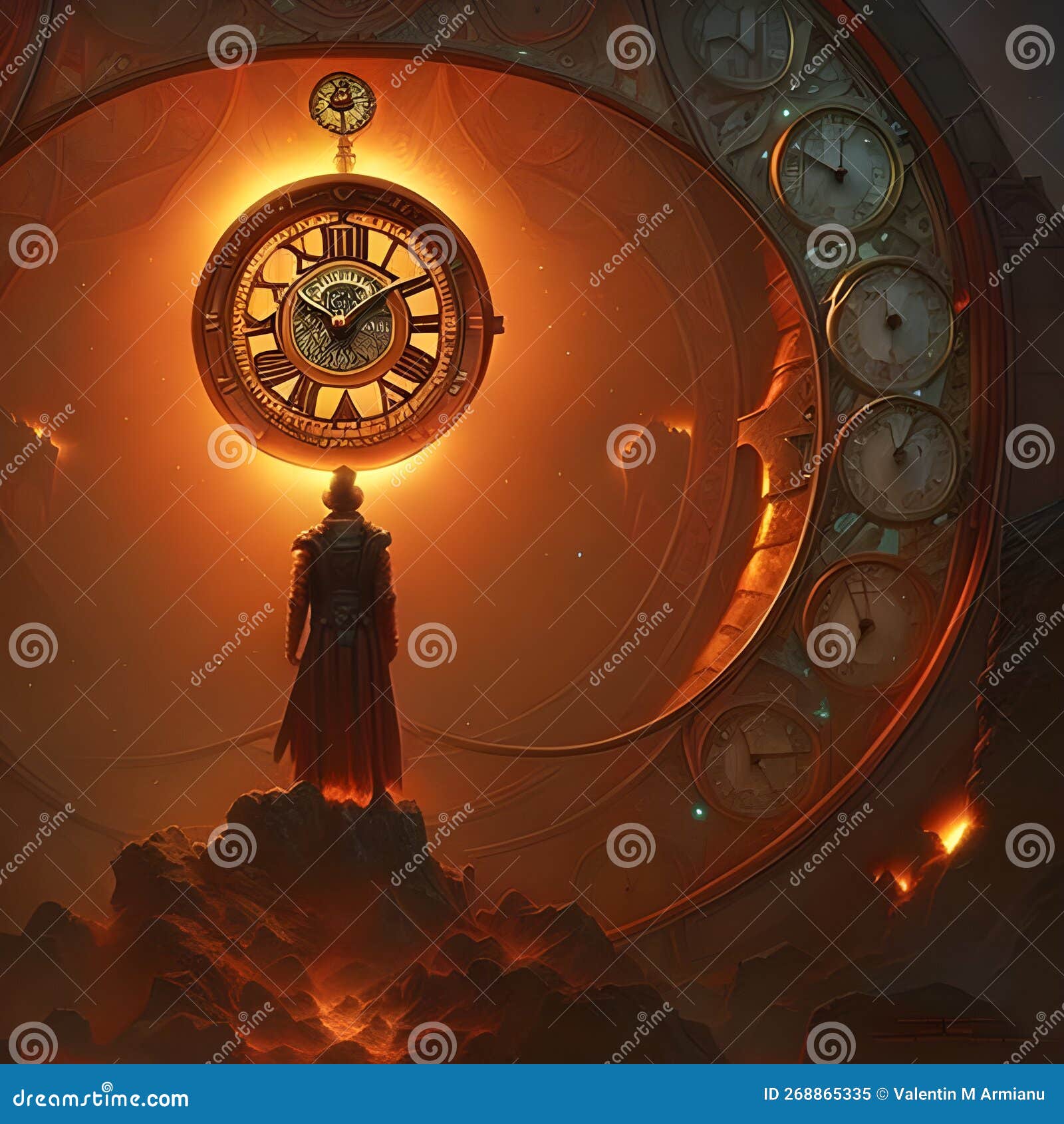 Clocks and a men stock illustration. Illustration of clocks - 268865335