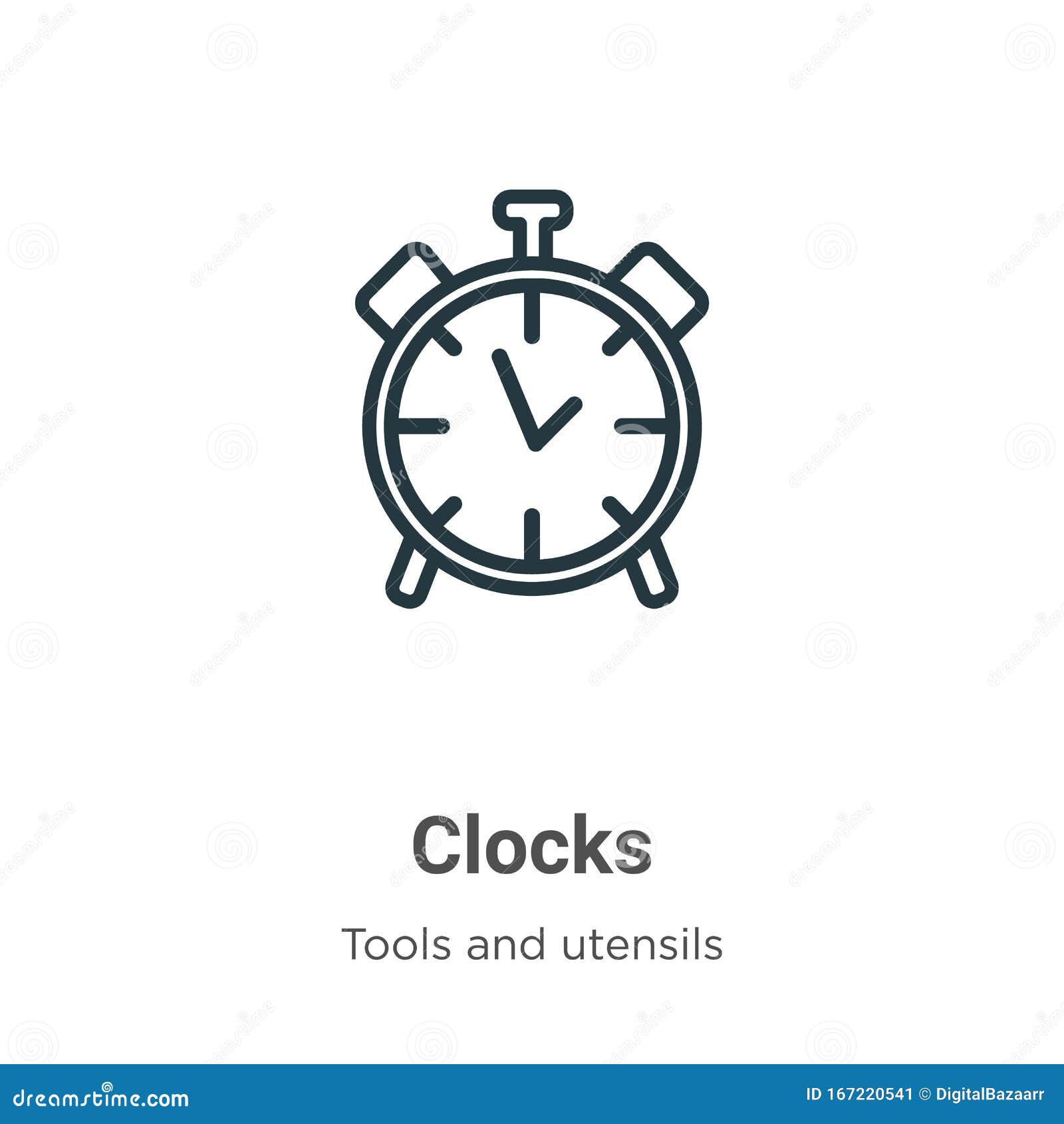 Clocks Outline Vector Icon. Thin Line Black Clocks Icon, Flat Vector ...