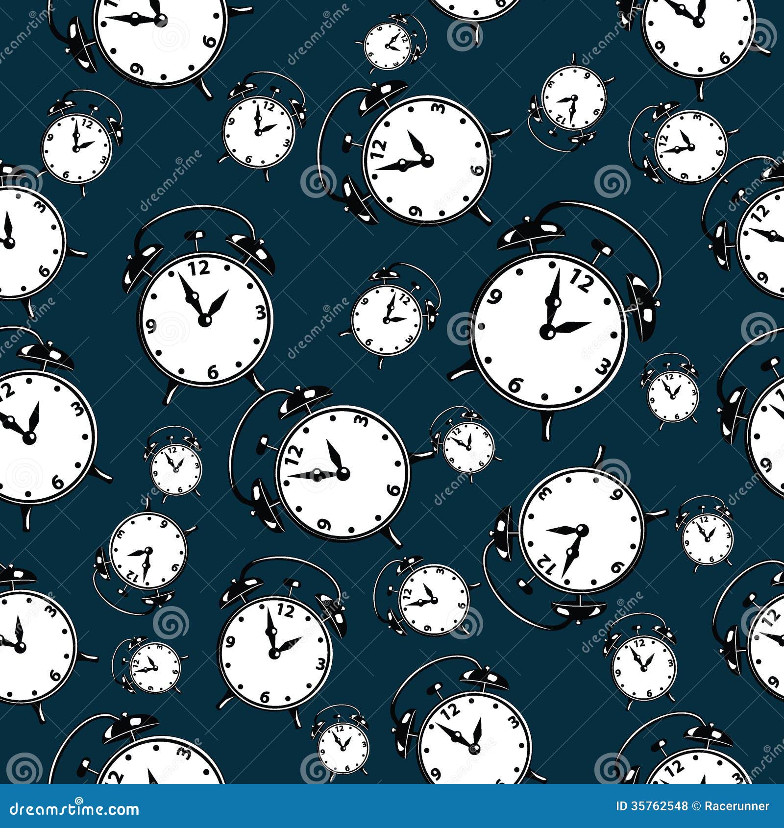 Clocks Over Blue. Seamless Background. Stock Vector - Illustration of ...