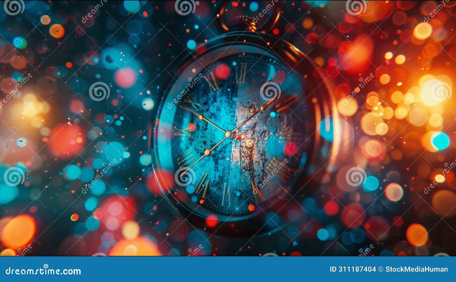 Clocks River of Time Multiple Clockfaces Roman Numerals Stock ...