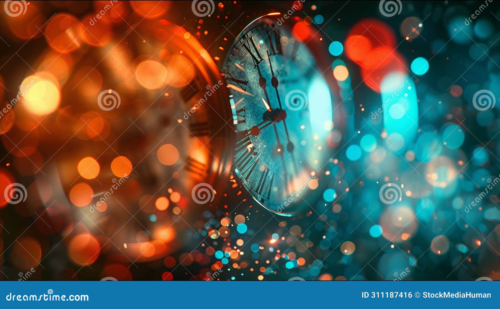 Clocks River of Time Multiple Clockfaces Roman Numerals Stock ...