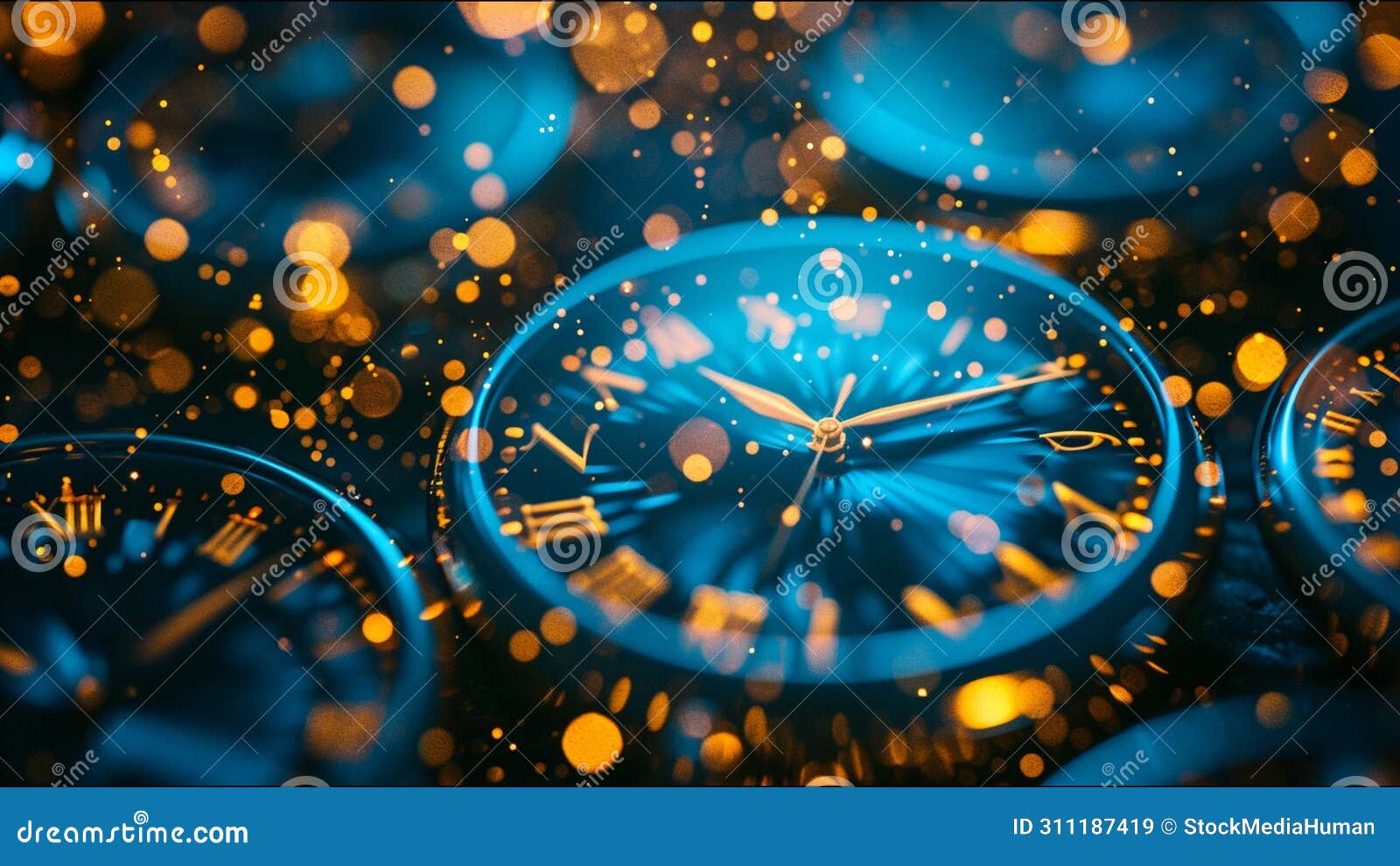 Clocks River of Time Multiple Clockfaces Roman Numerals Stock ...