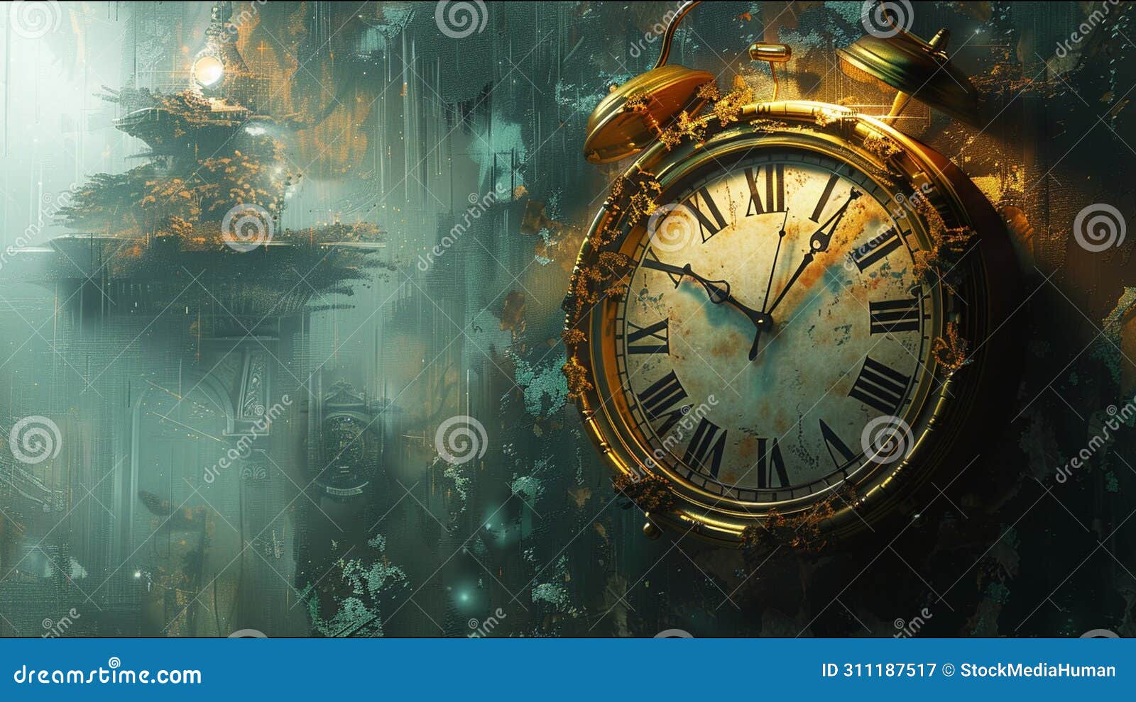 Clocks River of Time Multiple Clockfaces Roman Numerals Stock ...