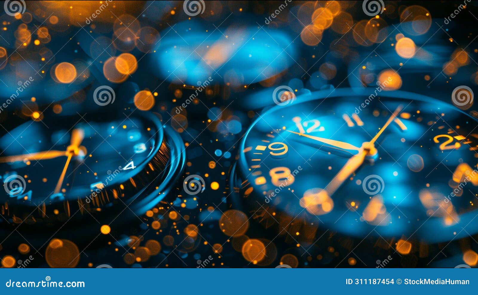 Clocks River of Time Multiple Clockfaces Roman Numerals Stock ...