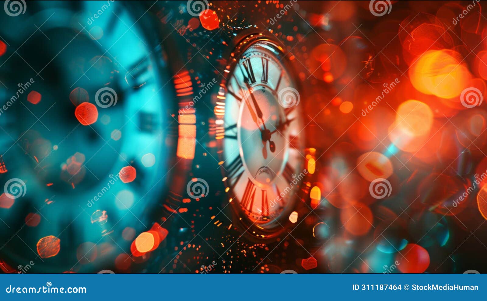 Clocks River of Time Multiple Clockfaces Roman Numerals Stock ...