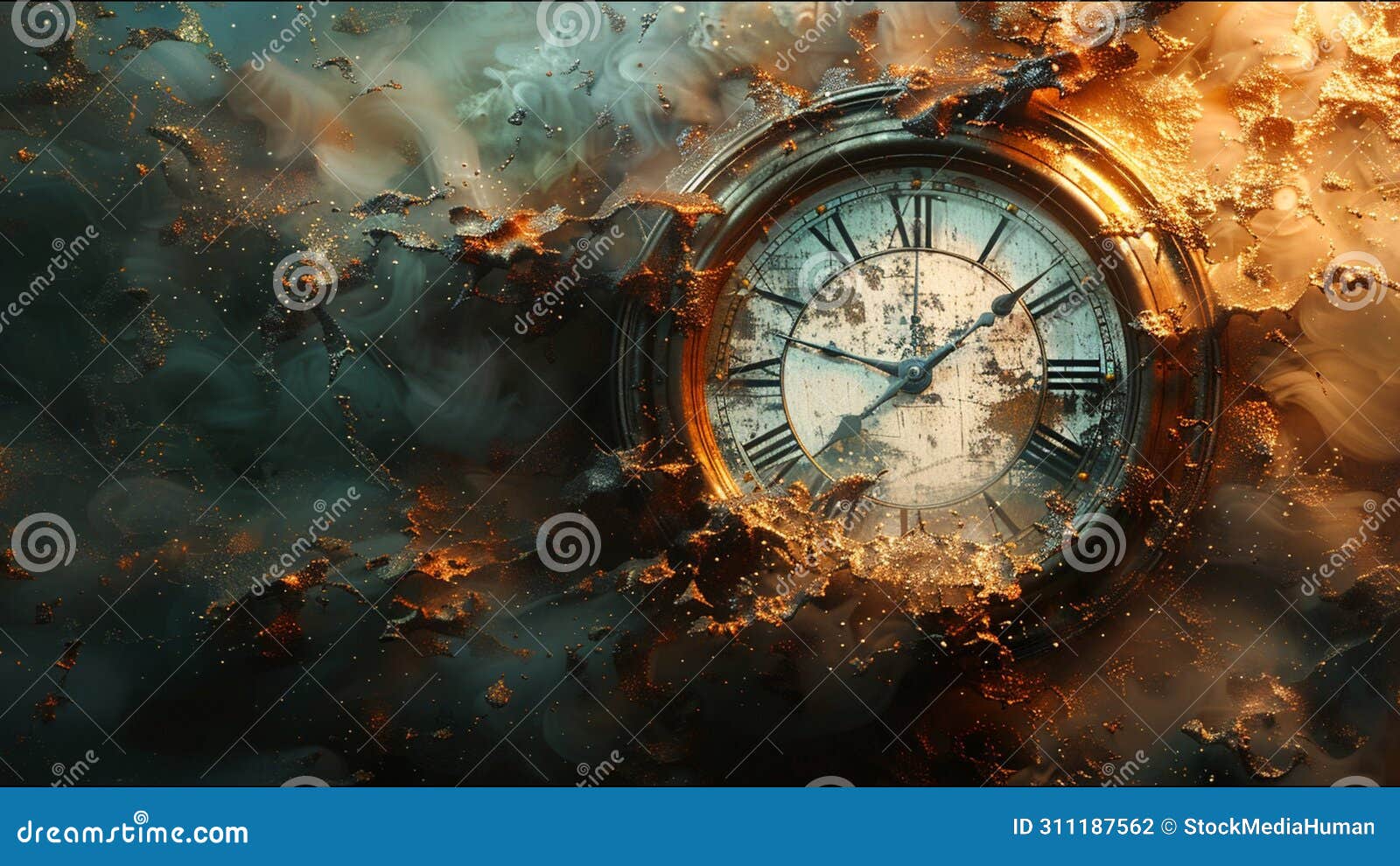 Clocks River of Time Multiple Clockfaces Roman Numerals Stock ...